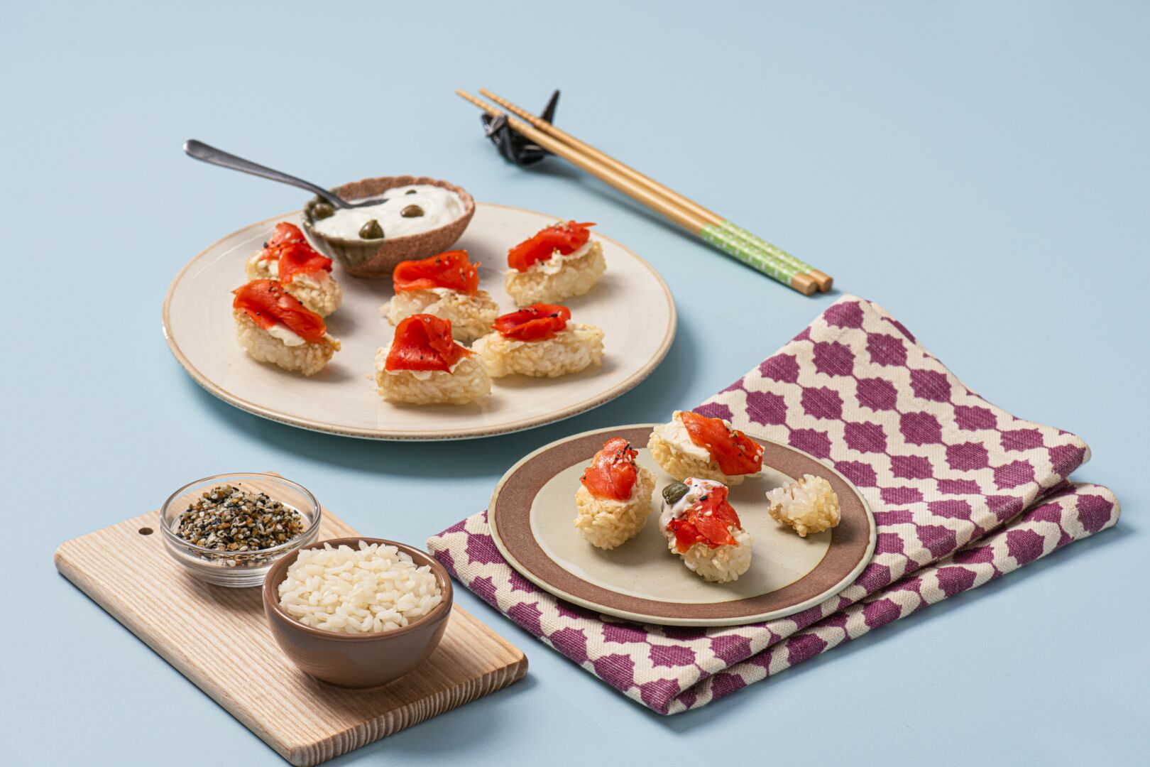 Everything Bagel Salmon Crispy Nigiri | Minute® Rice